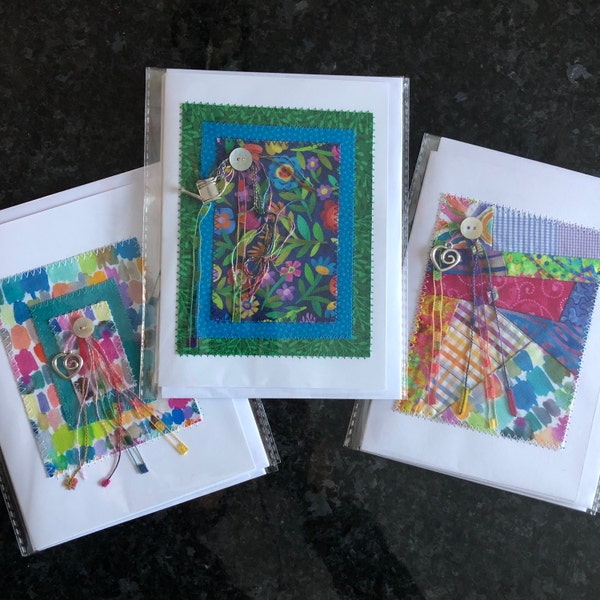 Impressionist Card, Handmade Fiber Art Greeting Card, Evening Star Card ...