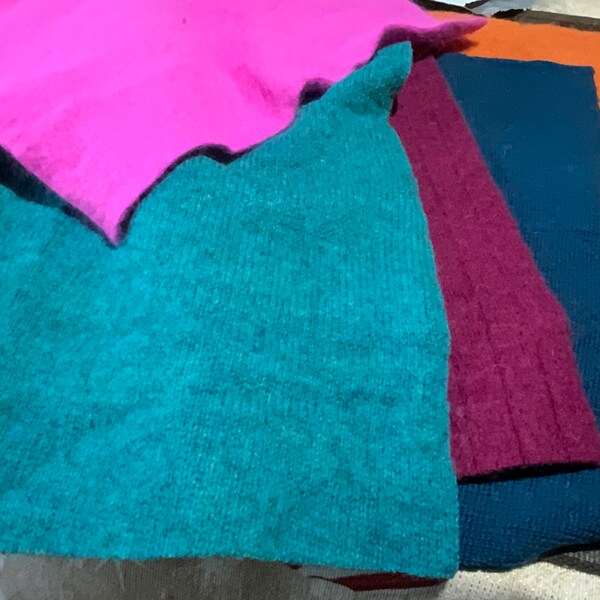 Felted Wool Sweater Pieces, 6" X 8" Upcycled Sweater Fabric in a ...