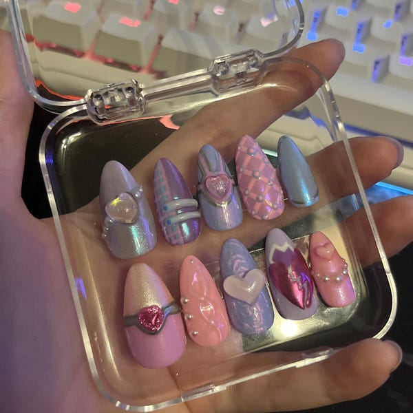 League of Legends Nami Press on Nails | Nami Handpainted Nail Art - Etsy