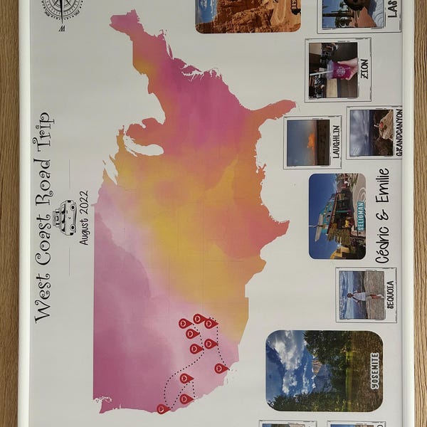 Personalized Usa Road Trip Map-us Travel Map Print-personalized Map ...