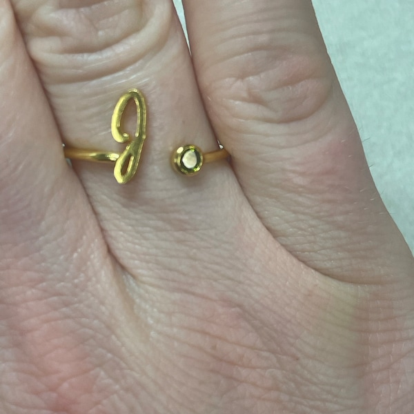 Personalized Initial Birthstone Ring • Custom Gold Initial Ring ...