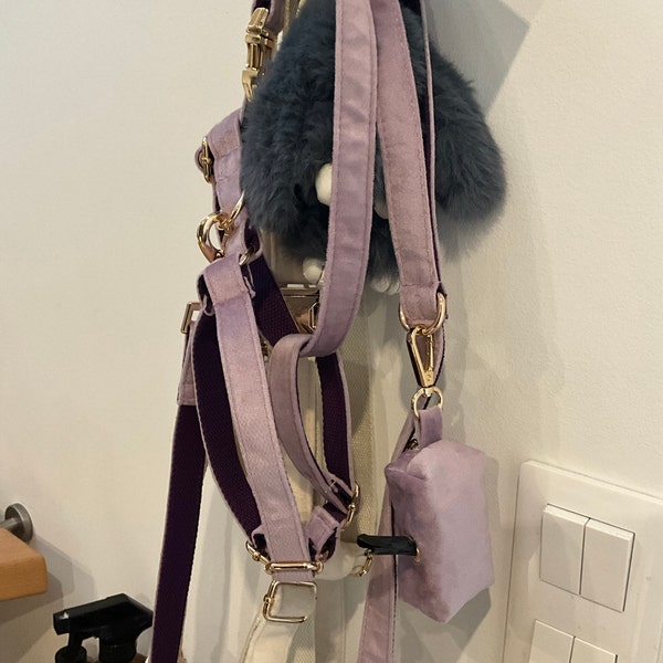 Lavender Velvet Personalized Harness With Gold Hardware,fancy Velvet ...