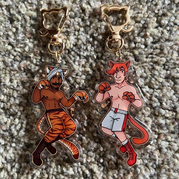 Catboy Glass Joe & Great Tiger - Punch-out!! Acrylic Charms - Etsy