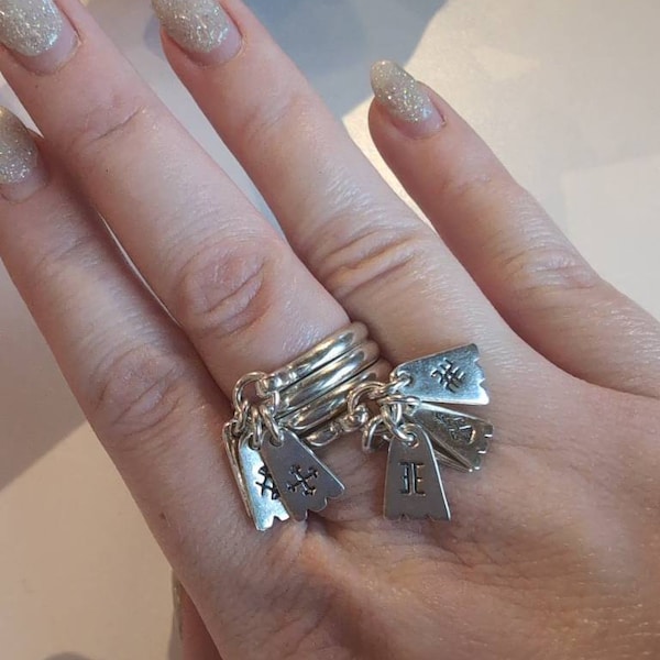 Yellow Gold Plated 7 Days Ring, Women's Ring With Charms, Pagan Seven ...