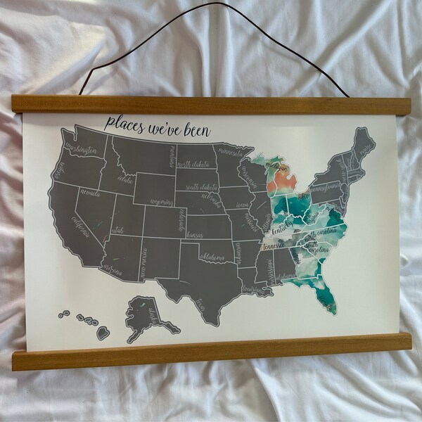 Framed Scratch off US Travel Map | Modern Wedding Gift (12x18) - Etsy