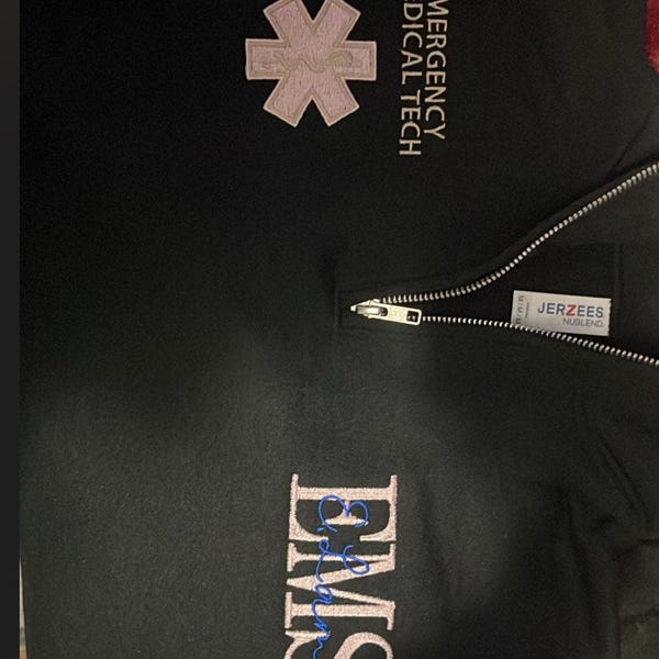 Custom Embroidered EMT Quarter Zip With Credential Acronym and ...