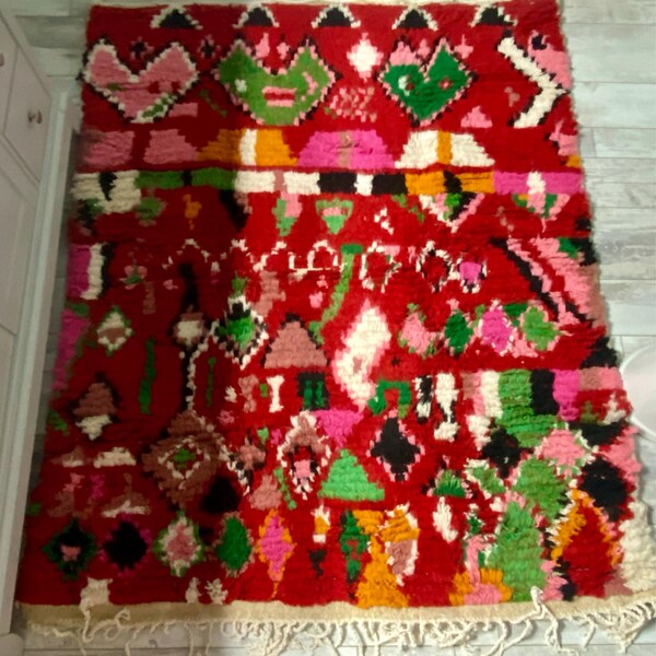 Gorgeous Beni Ourain Rug-green and Beige Rug-emerald Green Rug-woven ...