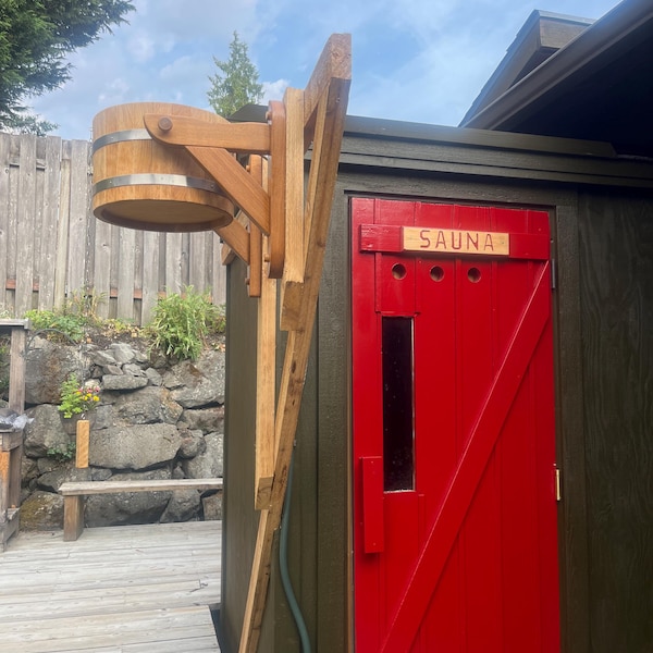 Sauna Cold Water Shower (oak) 12l With Rope Pull / Sauna Waterfall - Etsy