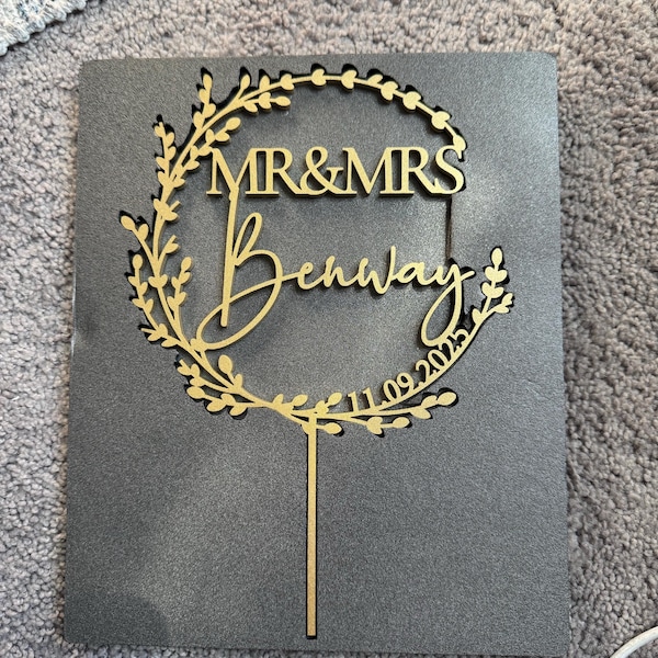 Gold Wedding Cake Topper, Mr Mrs Cake Topper,personalized Cake Topper ...
