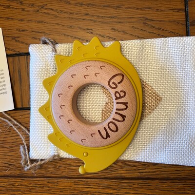 Personalized Baby Teether Dinosaur Teether Laser Engraved Silicone ...