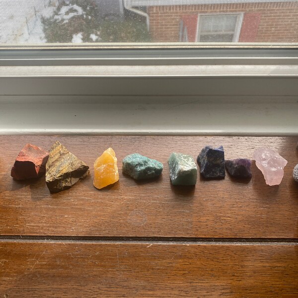 Raw Crystal 7 Chakra Set Seven Piece Chakra Stone Set 7 Seven Chakra ...