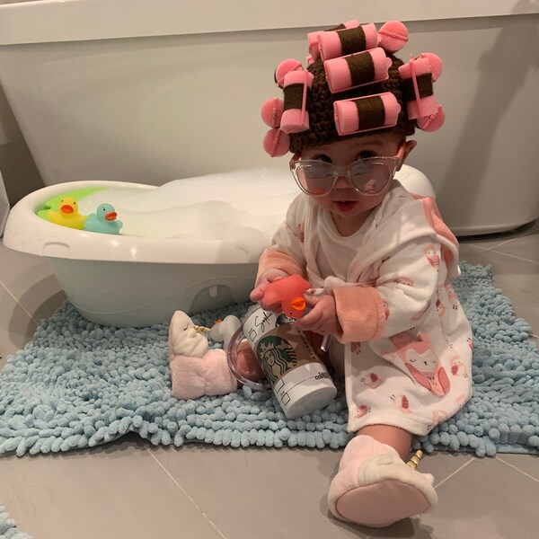 Crochet Baby Curler Hat/beauticians Baby Photo Prop/newborn Sponge ...