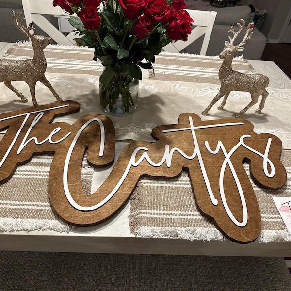 Large Last Name Sign, Cut Out Last Name Sign, Wedding Name Sign, Double ...