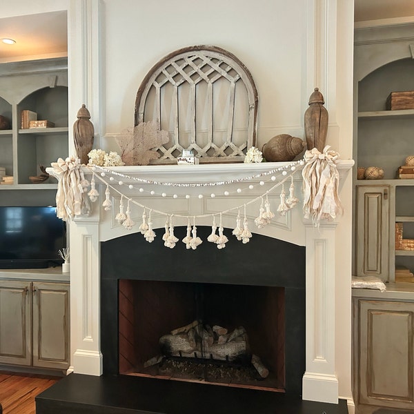 Wedding Rag Wreath Bow - Cream Rag Bow - Farmhouse Wedding Decor ...