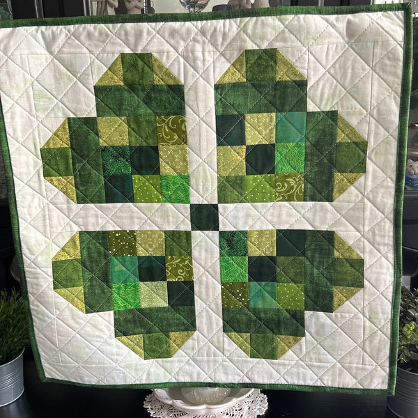 Digital PDF Quilt Block Pattern|four Leaf Clover Heart Quilt Block ...