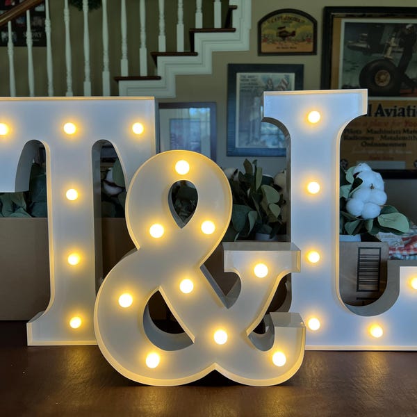 12" Metal WHITE/BLACK A-Z Marquee Letters Marquee Light Light up ...