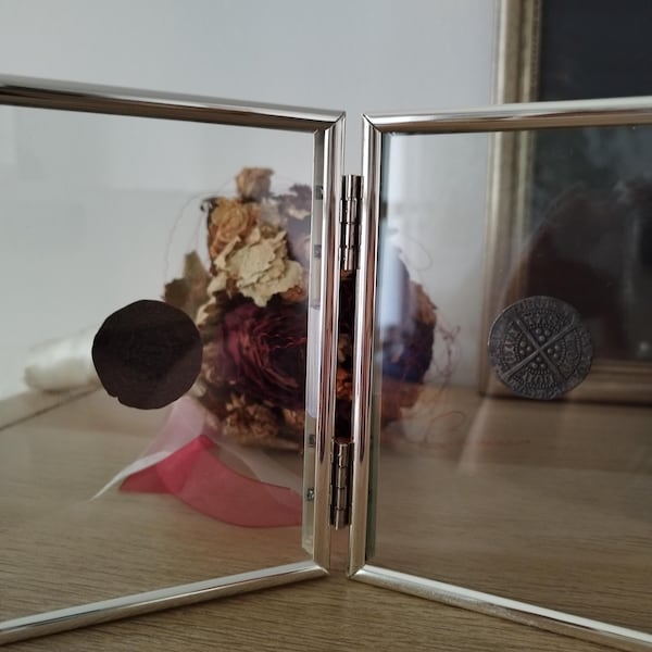 Retro Veneer Float Picture Frame, Rotating Photo Frame, Double Sided ...