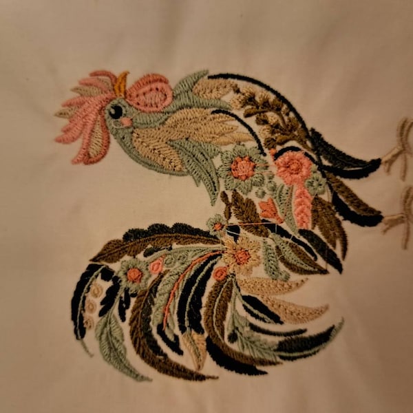 Floral Chicken Embroidery Design: Rustic Farmhouse Hen, Chiken ...