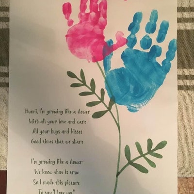 PRINTABLE Mothers Day Handprint Craft, Growing Like a Flower, Mothers ...