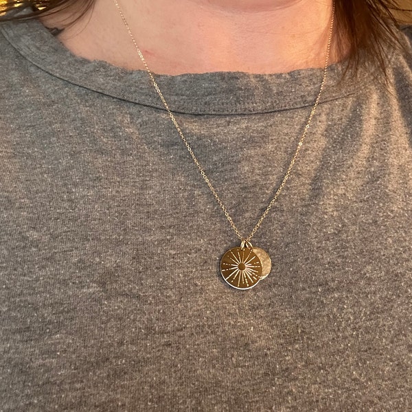 Large Sunbeam Necklace, Minimal Celestial Pendant, Sun Tarot Jewelry ...