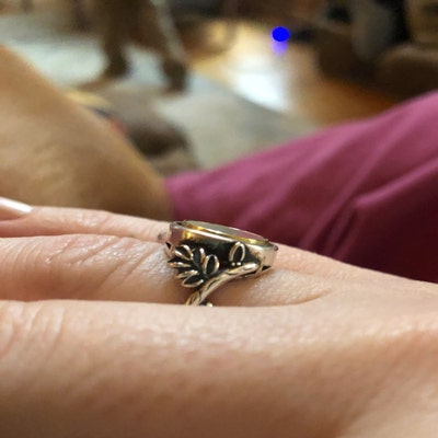 Working Compass Ring Sterling Silver, Silver Twig Ring, Compass Jewelry ...