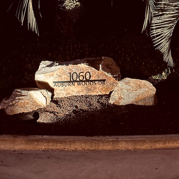 Custom Metal Address Sign for Rock Personalized Landscape Custom ...