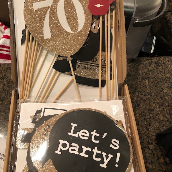 70th Photo Booth Props | FULLY ASSEMBLED | 70th Birthday Photo Booth ...