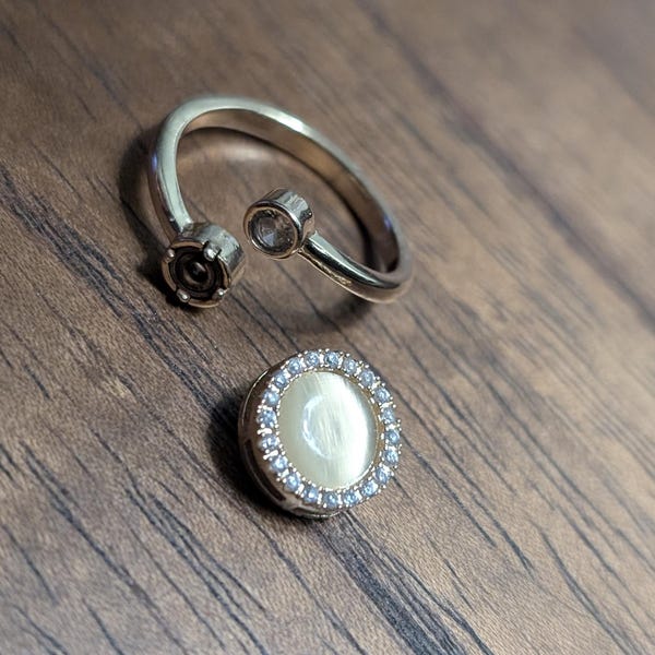 Sun Opal Fidget Ring, Gold Fidget Ring Spinner, Adjustable Anxiety Ring ...