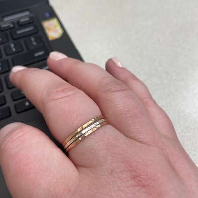 Initial Stacking Rings Set of 5 in Gold, Silver, or Rose Gold ...