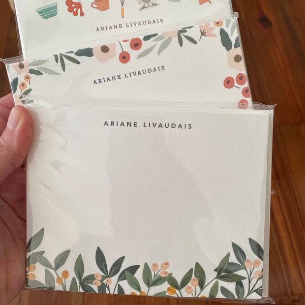 Strawberry Personalized Flat Card Set of 12 | Custom Stationery Cards ...