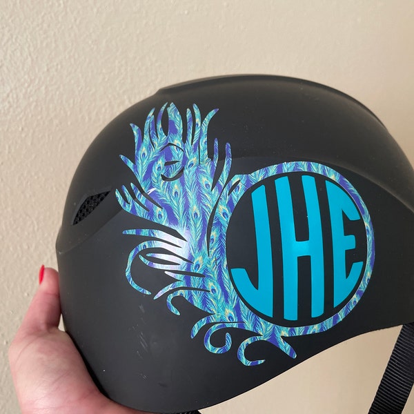 Feather Monogram Decal - Peacock Feather Sticker - Monogram Decal ...