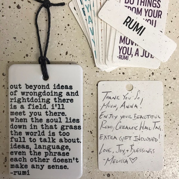Rumi Ceramic Wall Tag • Rumi Poem • Rumi Wall Art • Rumi Gifts • Gift ...