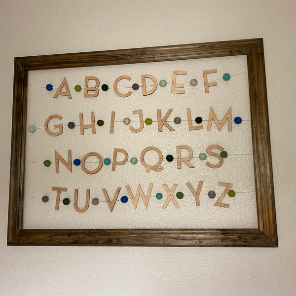 Alphabet Banner Wooden Alphabet Wall Decor Educational Decor Wooden ...
