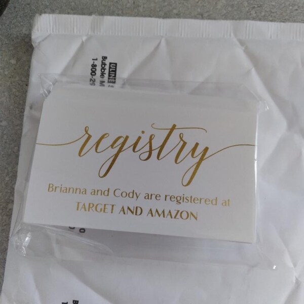 Printable OR Printed Registry Inserts With Custom Color and Font ...