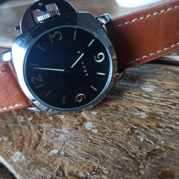 Italian Naval Homage Watch | Military | 45mm | Militare Tan Leather ...