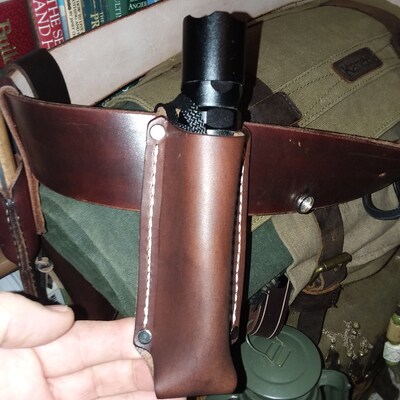 Leather Flashlight Holster for Terralux, Streamlight, Maglite Mini, and ...
