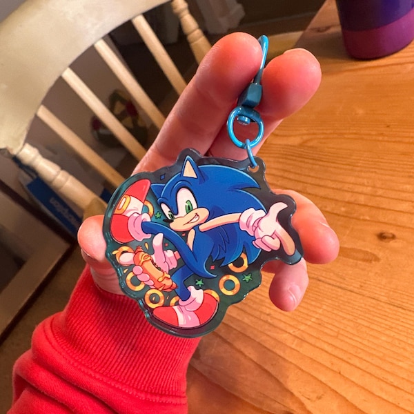 Sonic Inspired Colourful Gradient Acrylic Keychains Charms Shadow ...