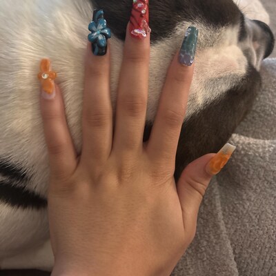 Blue Ocean Theme Style Nails Ocean-inspired Press on Nails Marine Nail ...