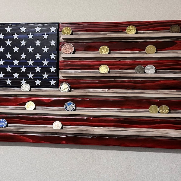 Rustic Wooden American Flag Challenge Coin, Zippo Holder - Personalized ...