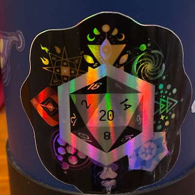 Holographic D20 Sticker, DND Damage Types & Schools of Magic - Etsy
