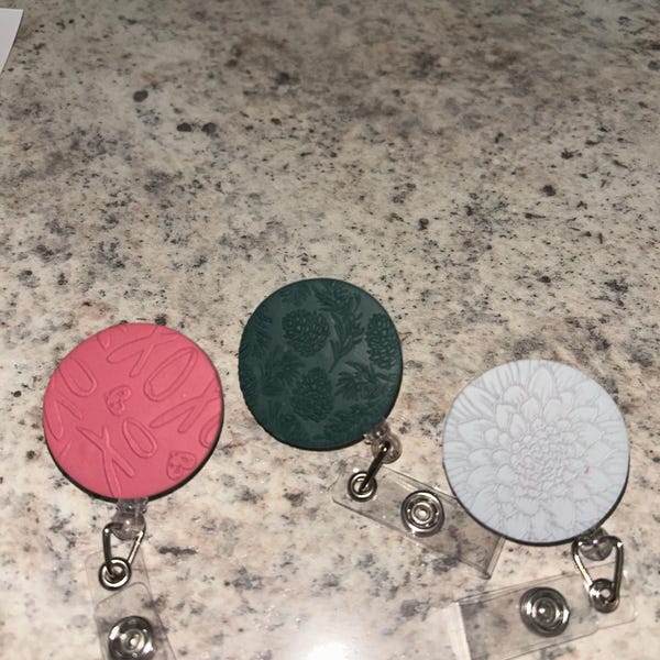 Floral Polymer Clay ID Badge: Textured Pastel Retractable Badge - Etsy