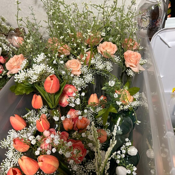 Real Touch Cream White Mini Tulips-12 Heads, Artificial Flowers, DIY ...