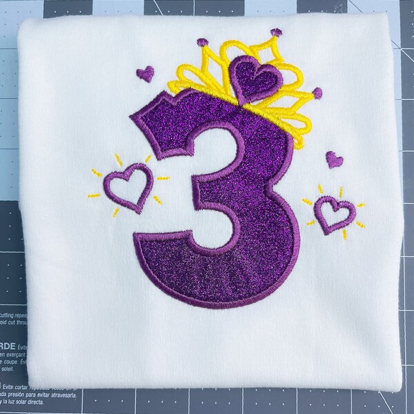 BX Princess Tiara Numbers Set 0-9 Applique Machine Embroidery Design ...