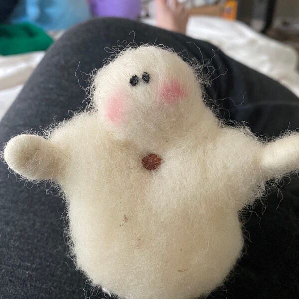 Mini Ghost Wool Wrapped and Needle Felted Decoration - Etsy