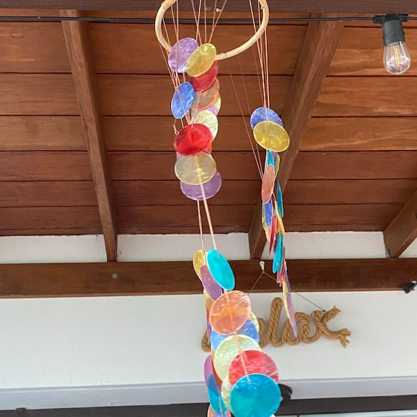 Capiz Shell Wind Chime Ocean Nautical Decor. Waterfall Color. - Etsy
