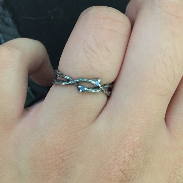 Double Braided Branch Engagement Ring for Women in Solid Sterling ...