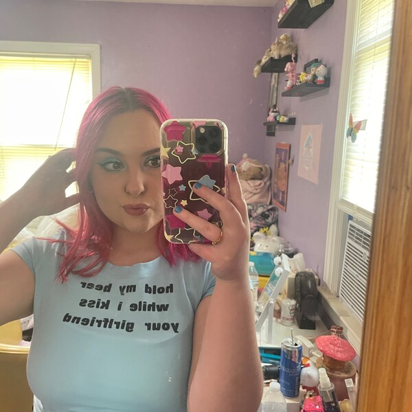 Y2K Hold My Beer While I Kiss Your Girlfriend Baby Tee Crop Top - Etsy