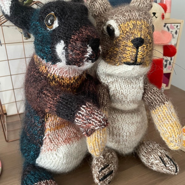 Pre Order - Black Otter Rex Rabbit Hand Knitted in Alpaca, Mohair and ...