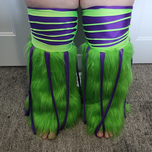 Fluffy Furry Leg Warmers SLASHED Knots Neon Plain Faux Fur Lots of ...
