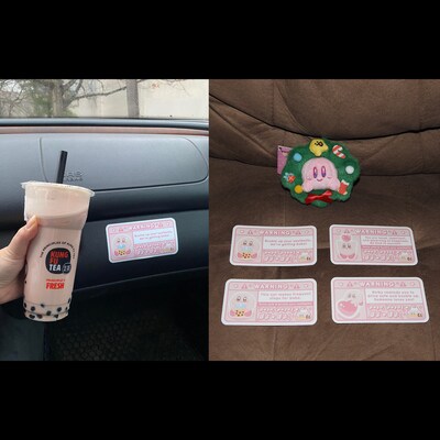 Cute Car Warning Sticker Car Decal, Pink Kawaii, Airbag Label ...